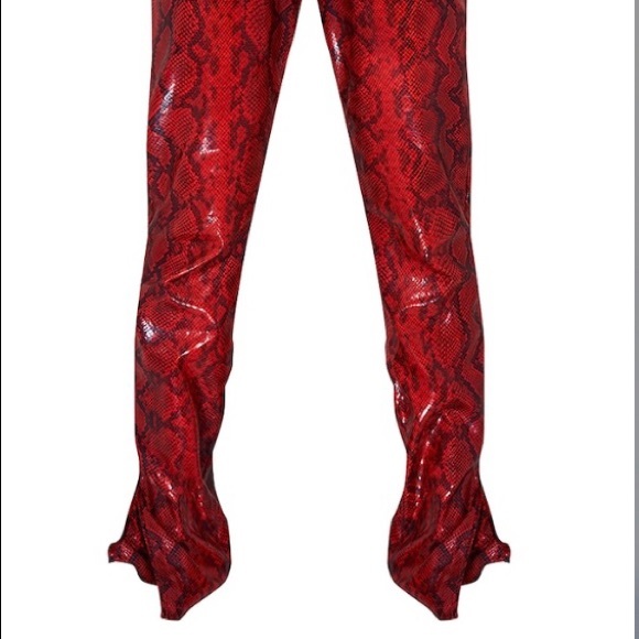 PrettyLittleThing | Pants & Jumpsuits | Nwt Red Snake Print Faux ...